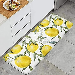 OUXIOAZ Lemon Kitchen mat Microfiber PVC Back Non-Slip Soft Area Rug for Kitchen 47.2 X 17.7 in
