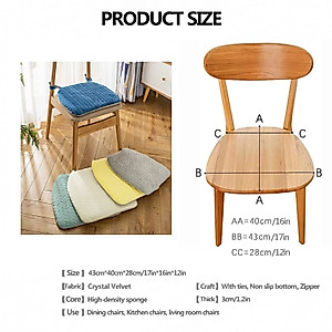 ZIBENE Chair Cushions for Dining Chairs 4 Pack with Ties, Seat Cushion for Kitchen Chairs Set of 4, Chair Pads and Cushions for Dining U Shaped, Cover Removable and Washable, No Fading Yellow