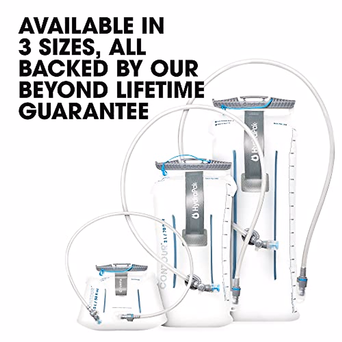 HydraPak Contour (2L Hydration Reservoir) - Low-Profile Water Bladder, Fits Most Hydration Packs – High-Flow Bite Valve, Leak Proof, Fully Reversible, and Dishwasher Safe