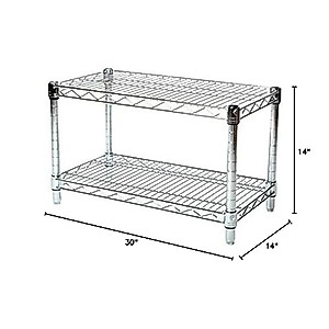 Shelving Inc. 14" d x 30" w Chrome Wire Shelving with 2 Tier Shelves, Weight Capacity 800lbs Per Shelf