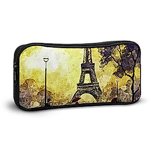 Oil Painting Paris Pencil Case Stationery Pen Pouch Portable Makeup Storage Bag Organizer Gift