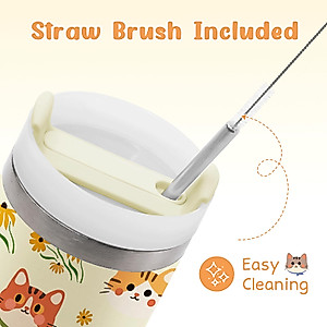 Cat Lover Gifts, 14oz Cat Tumbler With Handle for Kids, Gifts for Cat Lover Girls, Valentines Day Cat Gift for Women Girls, Cat Stainless Steel Tumblers, Just A Girls Who Lovers Cats Mug