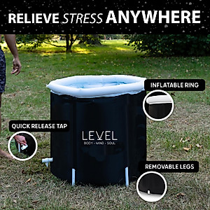 Level Body Mind Soul - Portable Ice Bath with Cover included - Ice Bath for athletes, post-workout recovery Cold Therapy - Can help improve Sleep and your general Wellbeing - 29x29 Inches