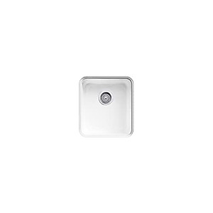 KOHLER 6584-0 Iron/Tones Top-Mount/Undermount Single-Bowl Kitchen Sink, 17" W x 18-3/4" L, White