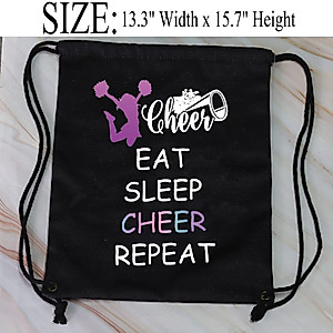 JYTAPP Cheer Drawstring Bag for Cheerleading Gifts Eat Sleep Cheer Gym Bag Cheer Team Gifts Cheerleading Practice Bag for Cheerleaders (black)