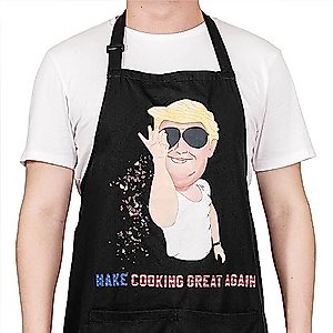Funny Apron for Men, 100% Cotton Canvas BBQ Aprons with Pockets Adjustable Neck Strap for Grilling, Cooking, Chef, Kitchen, Funny Gifts for Dad, Husband, Boyfriend, Brother - Black