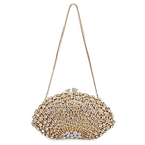 Mossmon Crystal Clutch Women Luxury Rhinestone Evening Bag (Gold)
