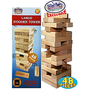 Matty's Toy Stop Wooden Tower Deluxe Stacking Game with Exclusive Storage Bag
