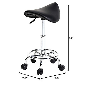 FRITHJILL Bar Stool,Rolling Hydraulic Ergonomic Saddle Seat Salon Barber Chair Saddle Stool Pedicure/Manicure Nail Technician Massage Stool | Black