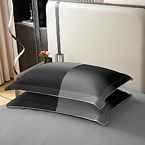 jejeloiu Grey Black Duvet Cover 100% Cotton King Size Geometric Bedding Set Modern Striped Art Comforter Cover Set Women Men Ultra Soft Decor Abstract Art Bedspread Cover Zipper