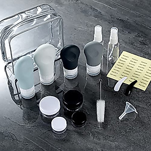 Gemice Travel Bottles for Toiletries, TSA Approved Travel Containers Leak Proof Silicone Squeezable Travel Accessories Set 2oz 3oz for Shampoo Conditioner Lotion Body Wash (16 Pack)