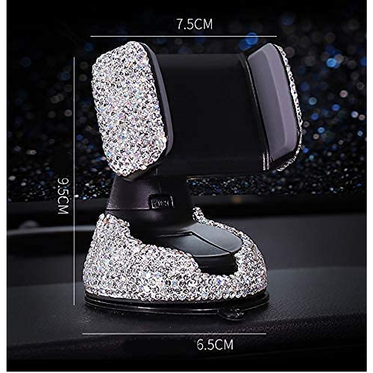 Ergonflow Luxury Rhinestone Bling Universal Car Stand Phone Holder Air Vent Car Mount Stand Holder Compatible with iPhone X 8 Plus 7 Plus SE 6s 6 Plus 6 5s 5 4s 4 (Silver)