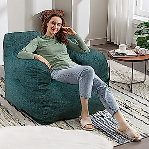Recaceik Bean Bag Chairs, Soft Cotton Linen Bean Bag Chair with Filler, Fluffy Lazy Sofa, Comfy Cozy BeanBag Chair with Memory Foam for Small Spaces, Bedroom, Living Room, Dorm, Teal