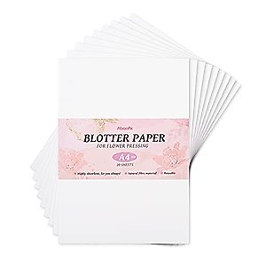 Aboofx 20 Sheets Blotting Paper for Flower Press, Large A4 Highly Absorbent and Reusable Blotter Paper for Flower Press Herbarium Paper Craft 8.26 x 11.8 inch Blotter Paper Sheets