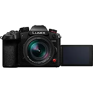Panasonic Lumix GH6 Mirrorless Camera with 12-60mm f/2.8-4 Lens (DC-GH6LK) + Sony 64GB Tough SD Card + Filter Kit + Wide Angle Lens + Telephoto Lens + Lens Hood + More (Renewed)