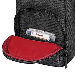 Hama Camera bag Valletta (size 90, compact case, strap, flap with closure, all brands such as Nikon, Canon, Olympus, Sony, …) Black/Red