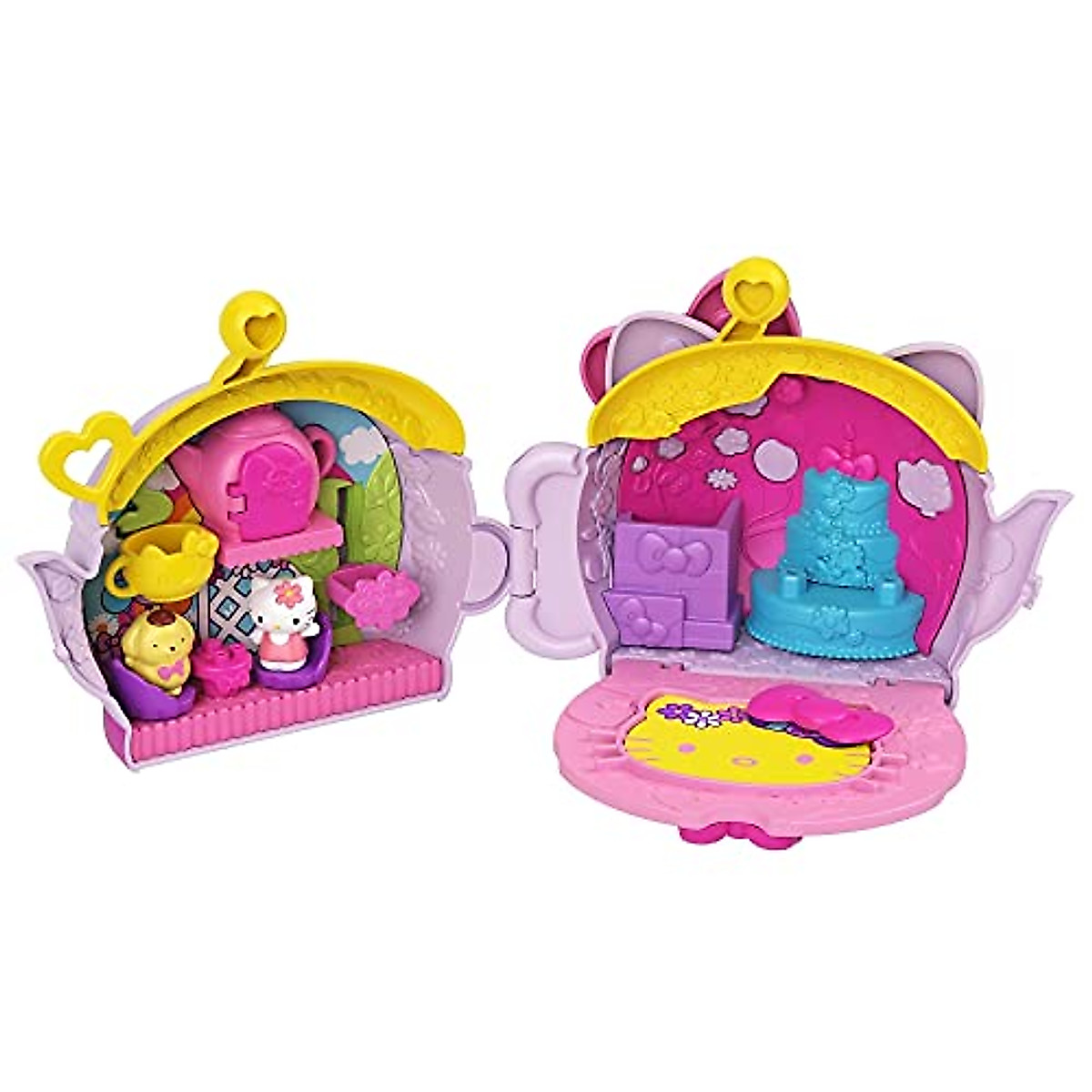 Mattel Mattel Hello Kitty Tea Party Compact (4.9-in) with 2 Sanrio Minis Figures, Stationery Notepad and Accessories, Great Gift for Kids Ages 4Y+