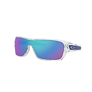 Oakley Men's OO9307 Turbine Rotor Rectangular Sunglasses, Polished Clear/Sapphire Iridium, 32 mm