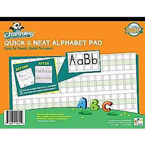 Channie’s Quick & Neat Alphabet Writing Pad, Practice Handwriting & Printing Workbook, 80 Pages Front & Back, 40 Sheets, Grades PreK – 1st, Size 8.5” x 11”