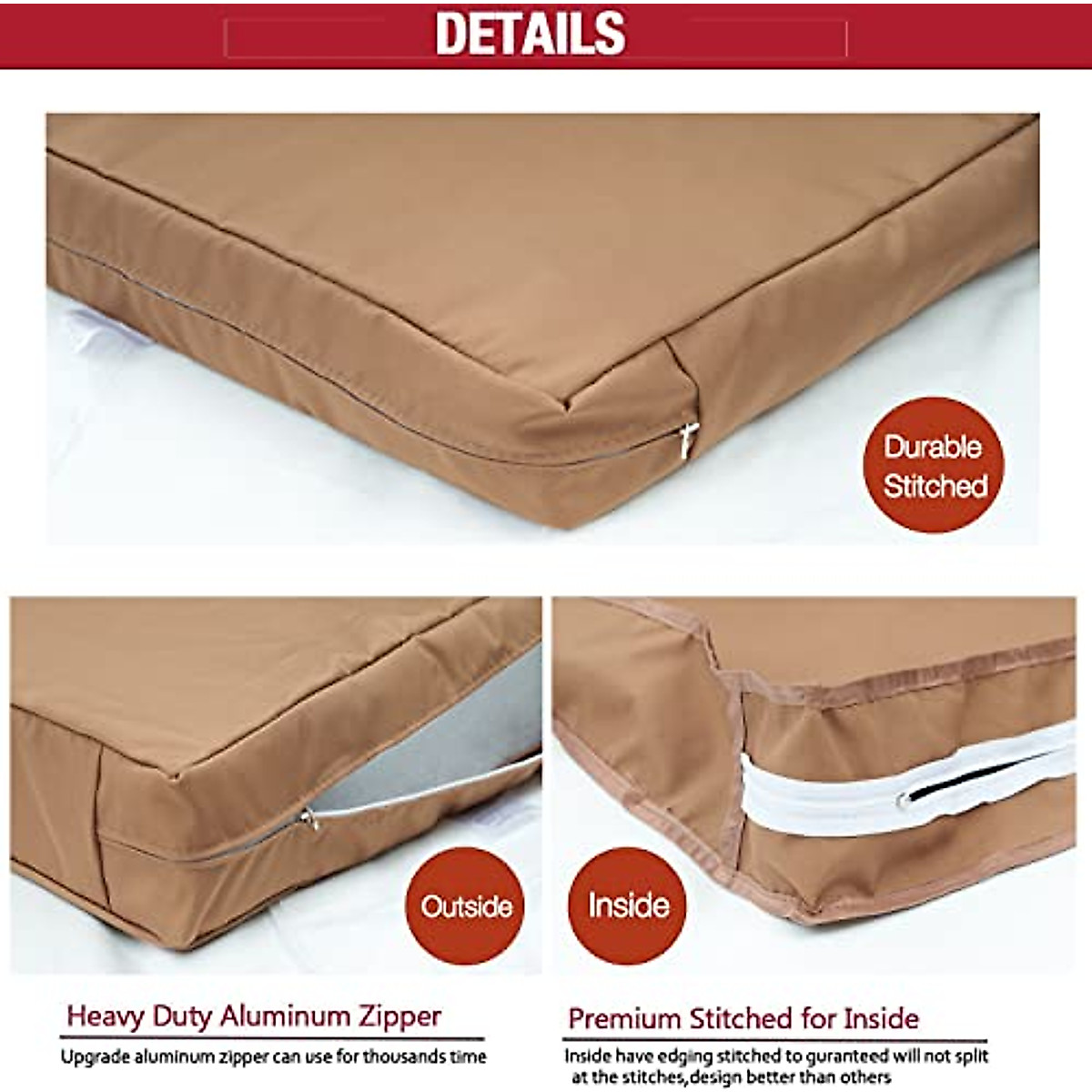 4Pack Outdoor Patio Cushions and Pillow Replacement Cover Fit for Wicker Rattan Furniture Set Sectional Sofa Loveseat Chairs,Durable Water-Resistant Fadeless,20Lx18Wx4H Inch,Coffee-Covers only