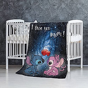 Stitch Blanket I Love You Mom Warm Soft Throw Blanket for Bed Sofa Travel Kids Teens Adults Gift 50"x60"