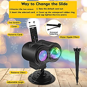 Christmas Projector Lights Outdoor, Ocean Wave Waterproof Holiday Projector Lights, 12 Slides & 10 Colors Halloween Lights Projector with Remote for Thanksgiving Birthday Party Decorations