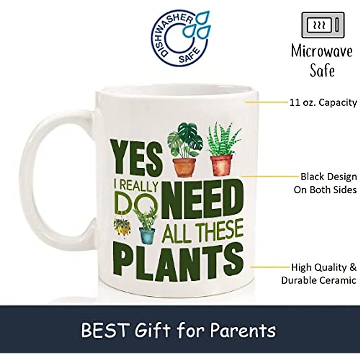 Babimarkeebei Funny Standard Plants Lover Gifts for Women Mom Plant Gifts Plant Addict Coffee Mug for Crazy Plant Lady Men Plant Themed Gift for Christmas Birthday All I Need is Plants Cup Spoon