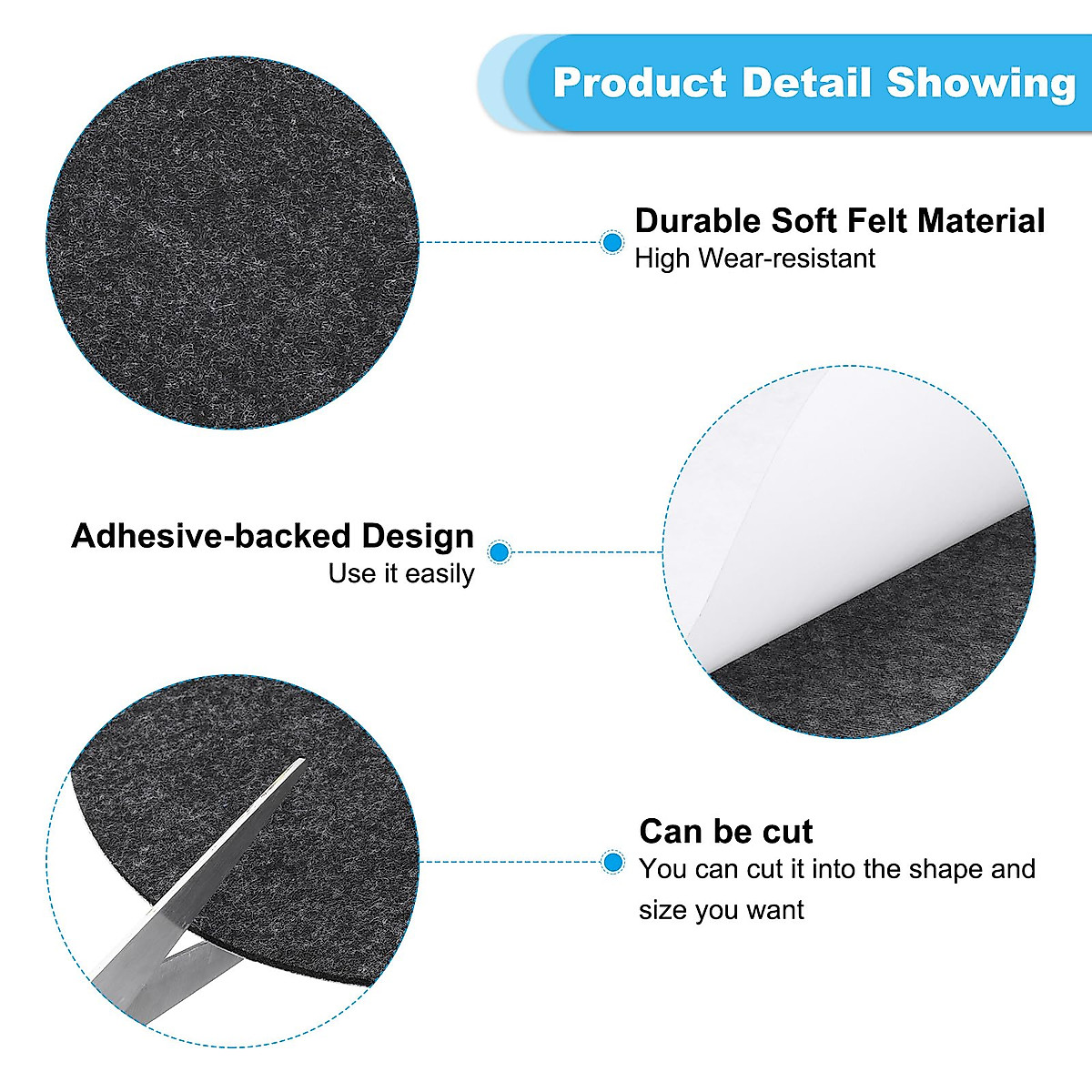 PATIKIL 6 Inch Diameter Lamp Base Felt, 20Pack 2mm Thickness Round Soft Adhesive Non-Slip Anti-Scratch Backed Felt for Lamp Furniture DIY Craft, Dark Grey