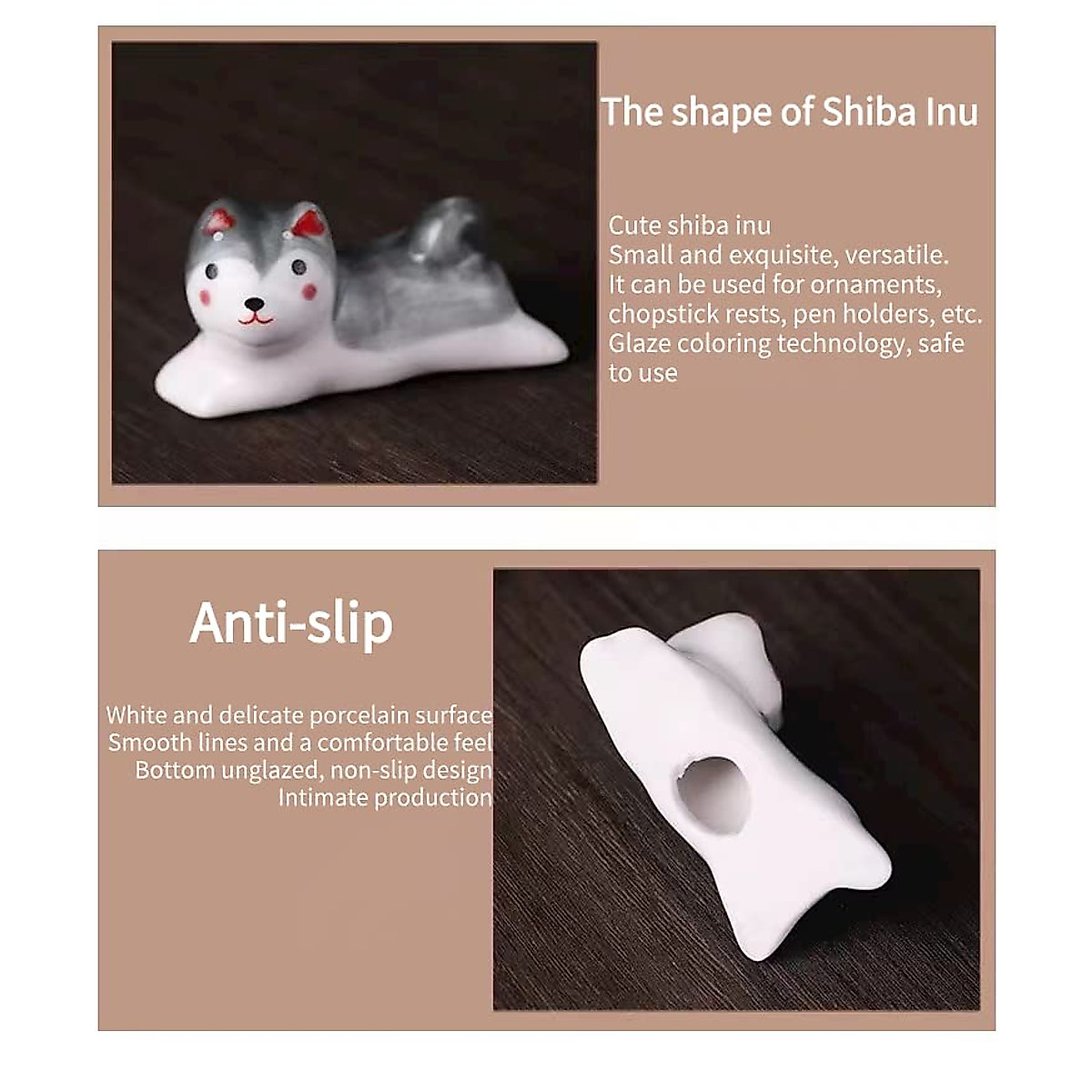 ABOING Japanese grocery animal series Cute cartoon dog Shiba Inu chopsticks stand decoration Exquisite and bright ceramics(10pcs)