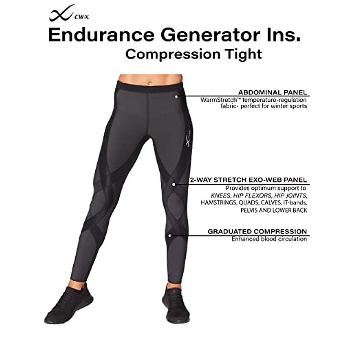 CW-X Women's Endurance Generator Insulator Thermal Compression Tights, Black, Medium