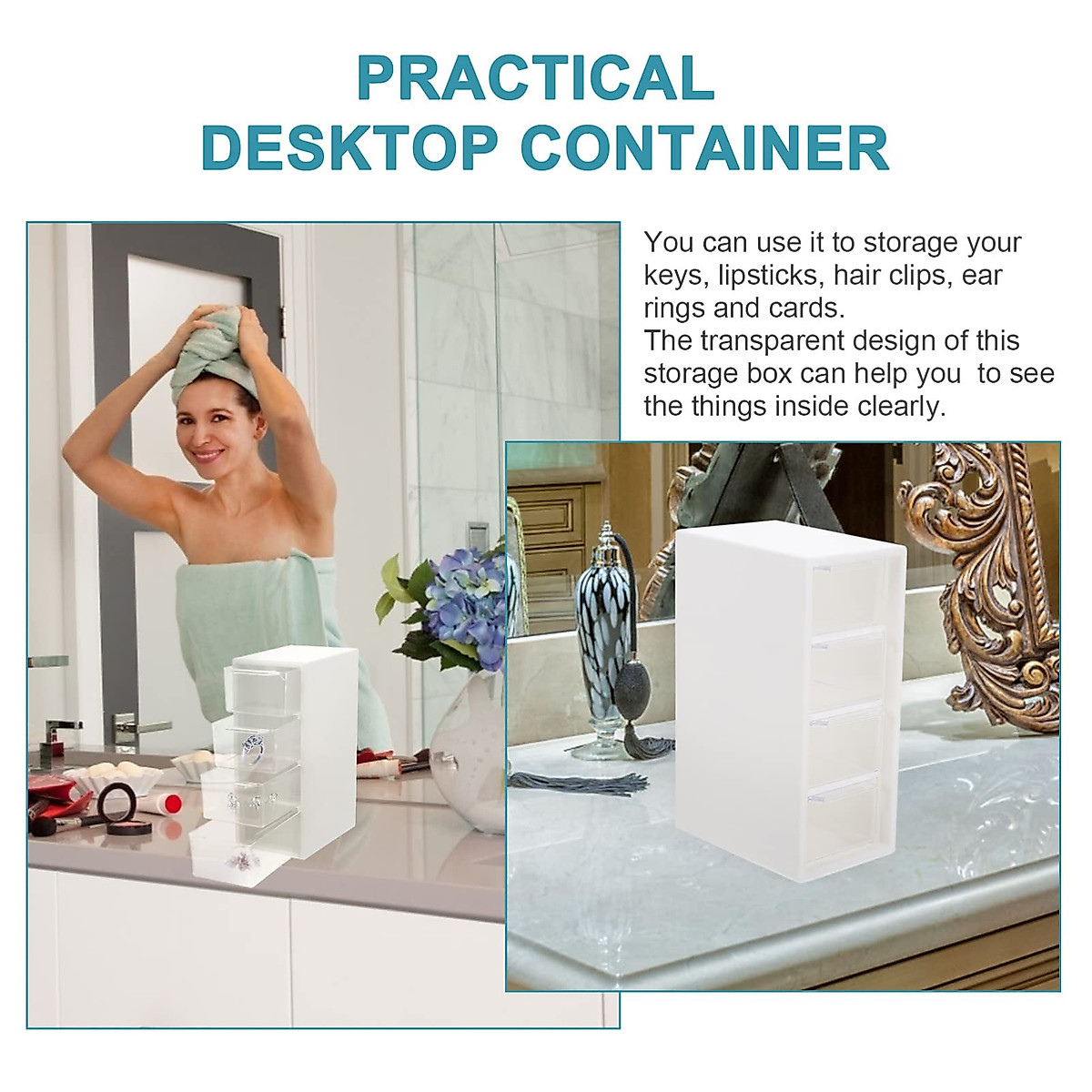 Cabilock Box Jewelry Storage Box Office Storage Cabinet Makeup Container Makeup Organizer Drawer Makeup Storage Case Cosmetic Organizer Drawer Desktop Storage Dog Plastic White Accessories