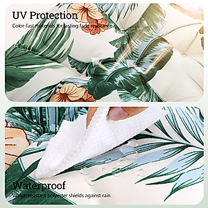 Matalde Outdoor Cushions for Patio Furniture, Patio Furniture Cushions with Straps and backrest, Hawaiian Style, 60x40 inches, 4" Thick, Porch Swing Cushions for Backyard and Garden