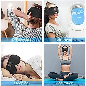 Sleep Headphone, Bluetooth Eye Mask, Wireless Bluetooth 5.0 3D Sleep Earphone, Washable Music Eye Mask with Adjustable Band and Stereo Speaker for Insomnia Travel and Meditation (Black)