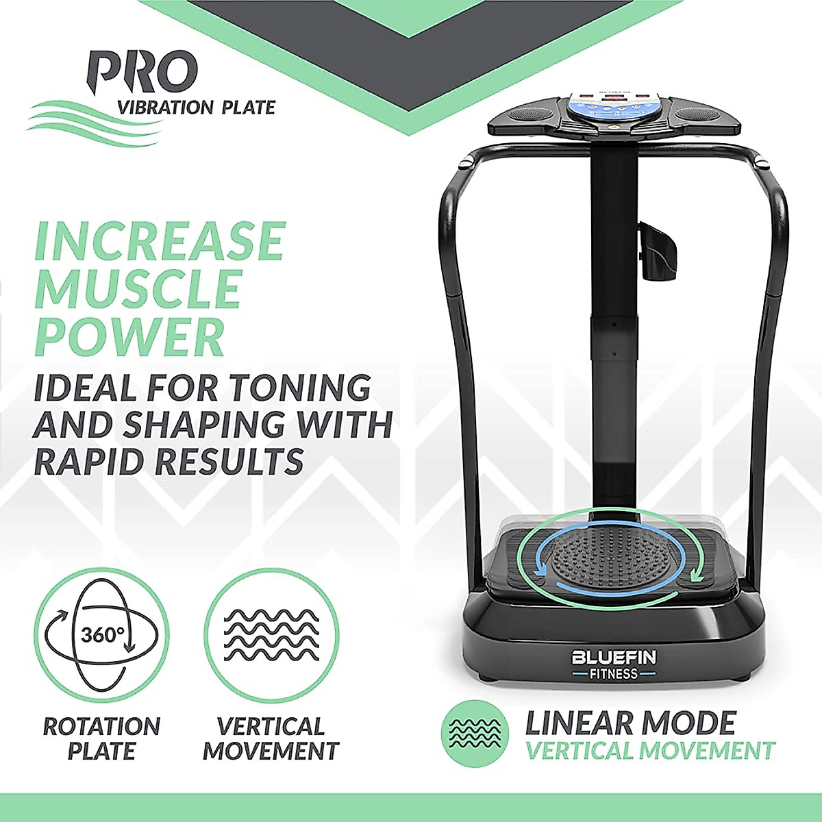 Bluefin Fitness Vibration Platform | Pro Model | Upgraded Design with Silent Motors and Built in Speakers