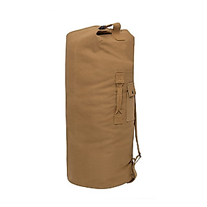 Rothco Canvas Double Strap Duffle Bag: 89.6L Capacity for Durability and Convenience – Coyote Brown