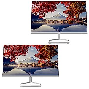HP New M24f Monitor 2-Pack - 2D9K0AA#ABA - 23.8" FHD 1080p IPS LED Anti-Glare Monitor, AMD FreeSync, 70Hz, 300 nits, HDMI & VGA Ports, Tilt - Silver and Black