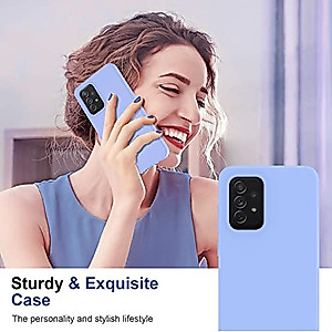 LeYi for Samsung A52 Case, Galaxy A52 5G Case with [2 x Tempered Glass Screen Protector & Lens Protector], Full-Body Shockproof Soft Liquid Silicone Protective Phone Case for Galaxy A52 5G, Violet