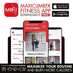 MaxiClimber Vertical Climber Combines Resistance Training and High-Intensity Cardio for a Full Body Workout. Free Coach-led Classes & Fitness App