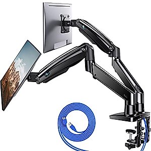 HUANUO Dual Monitor Stand for 13 to 35 inch, Premium Dual Monitor Mount with USB, Height Adjustable Monitor Stands for 2 Monitors VESA Bracket with Clamp/Grommet Base, Each Arm Hold up to 26.4lbs