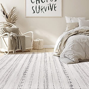 Area Rugs 9x12 Living Room: Washable Boho Large Neutral Modern Soft Farmhouse Rug Stain Resistant Indoor Floor Non Slip Accent Carpet for Bedroom Nursery Kids Playroom Office Dining Room- Gray