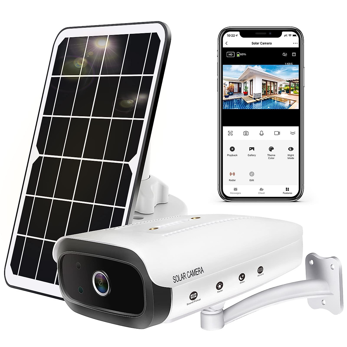 AMTIFO Security Cameras Wireless Outdoor Home Motion Detection Solar WiFi Surveillance Camera System Two Way Audio HD 1080P Video Cam Battery Night Vision W6