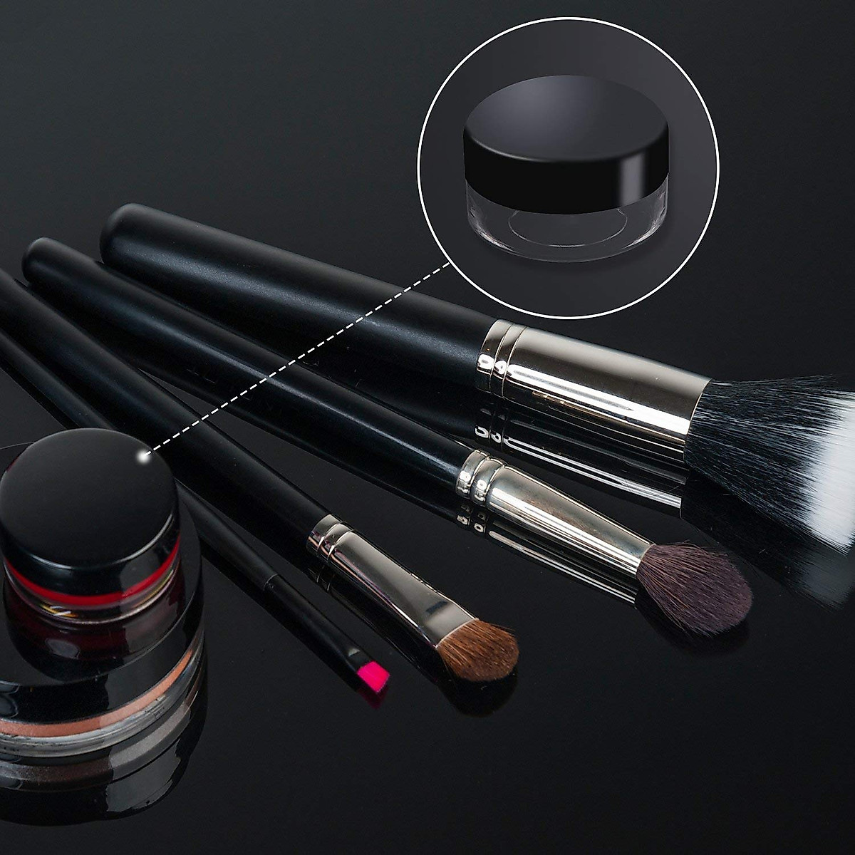 Onwon 10 Pieces Empty Clear Plastic Makeup Sample Containers with 2 Pieces Mini Spatula 3/5 / 10/15 / 20 Gram Size Cosmetic Pot Jars with Screw Cap Lids