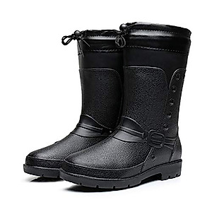 justHIGH Women's Mid Calf Rain Boots Collar Boots Ultra Lightweight Garden Shoes Slip On Non-Slip Rubber Waterproof Boots