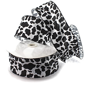 Ribbon Traditions Black/White Cow Wired Ribbon 2 1/2" by 10 Yards