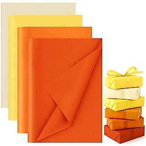 Koogel 112PCS Orange Tissue Paper, 20inches Fall Colored Tissue Paper Bulk Gift Wrapping Paper for DIY Crafts Thanksgiving Autumn Gift