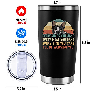 Boston Terrier Gifts for Women Men, Boston Terrier Decor Mug 20 oz Stainless Steel Tumbler with Lid,Funny Bulldog Ideal Gifts Mug, Dog mom gifts for women, Vacuum Insulated Skinny Coffee Cup