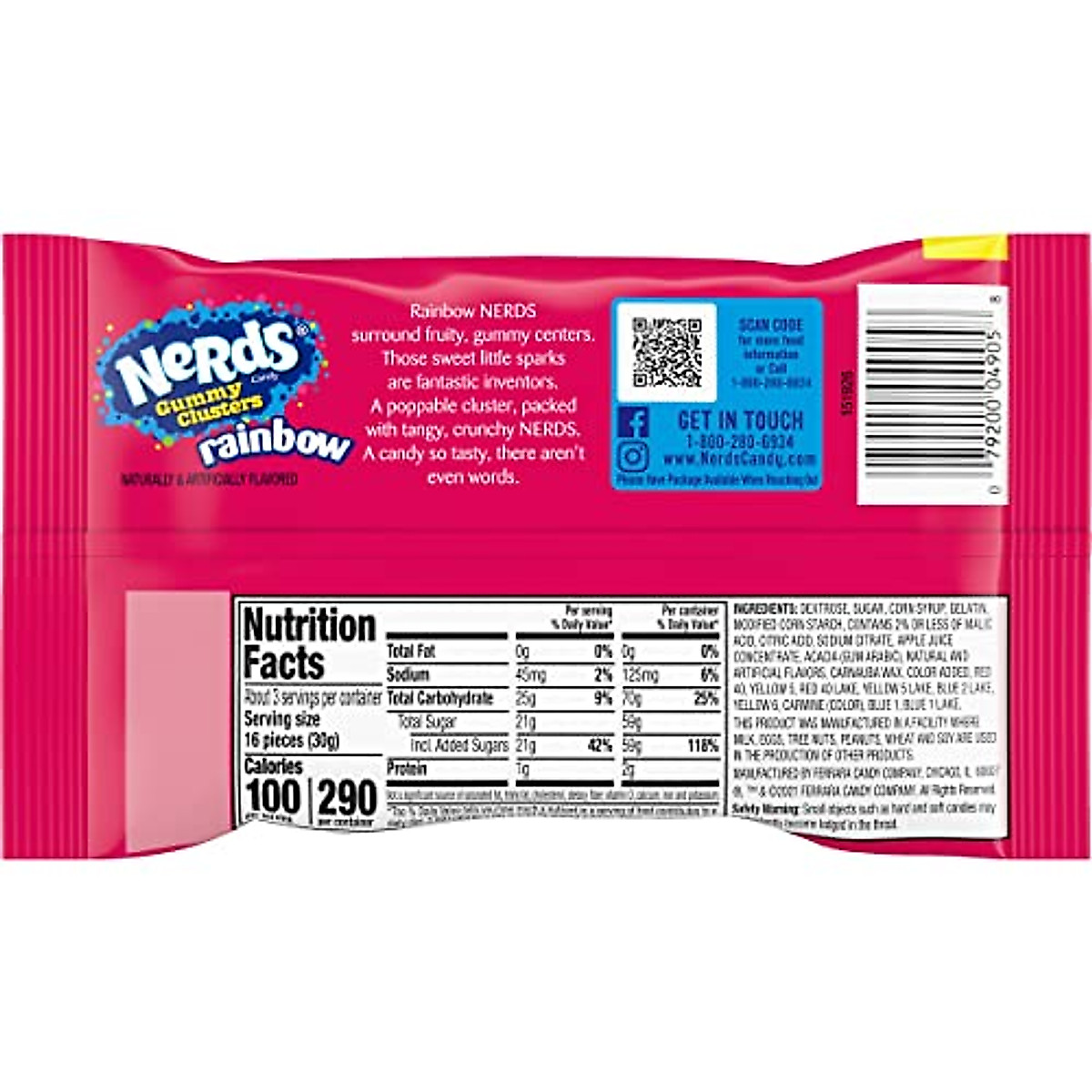 Nerds Gummy Clusters Candy, Rainbow, 3 Ounce Pouches (Pack of 12)
