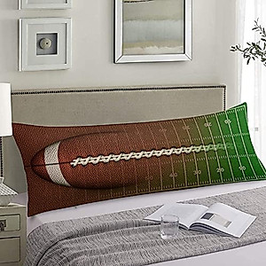 AIRMARK Body Pillow Cover,3D Illustration Football Leather Texture Laces Printed Long Pillow Cases Protector with Zipper Decor Soft Large Covers Cushion for Beding,Couch,Sofa,Home Gift 20"x54"