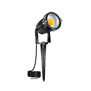 HOTSELLDR Low Voltage Landscape Spotlights, 5W 500LM LED, Warm White, IP66 Waterproof, 12V 24V, 9.05 Inches, Black, Outdoor, Modern Style, 1 Count