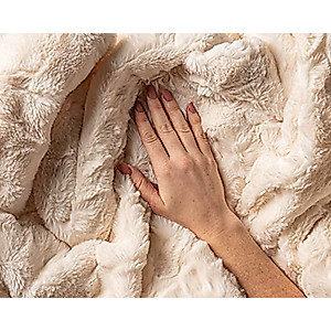 Artisan 34 Extra Warm and Cozy Faux Fur Throw Blanket- Bed & Couch Fuzzy and Fluffy Super Soft Reversible Taupe Throw Blanket for Home Décor- Double Sided, Ultra Soft Throw Blanket- 50 x 60 Taupe